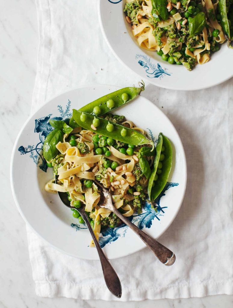 Chickpea Pasta with Basil-Pea Pesto - My New Roots