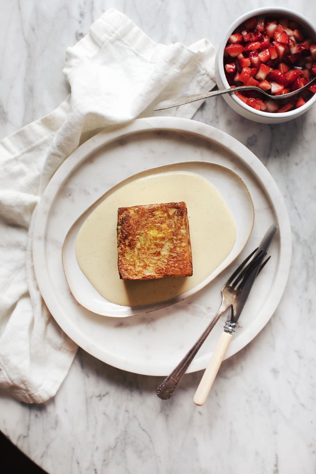 French Toast Cubes with Salted Honey Custard - My New Roots
