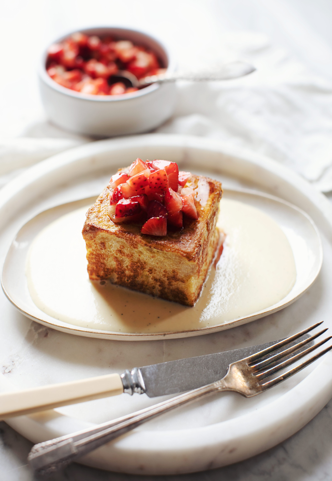 French Toast Cubes with Salted Honey Custard - My New Roots